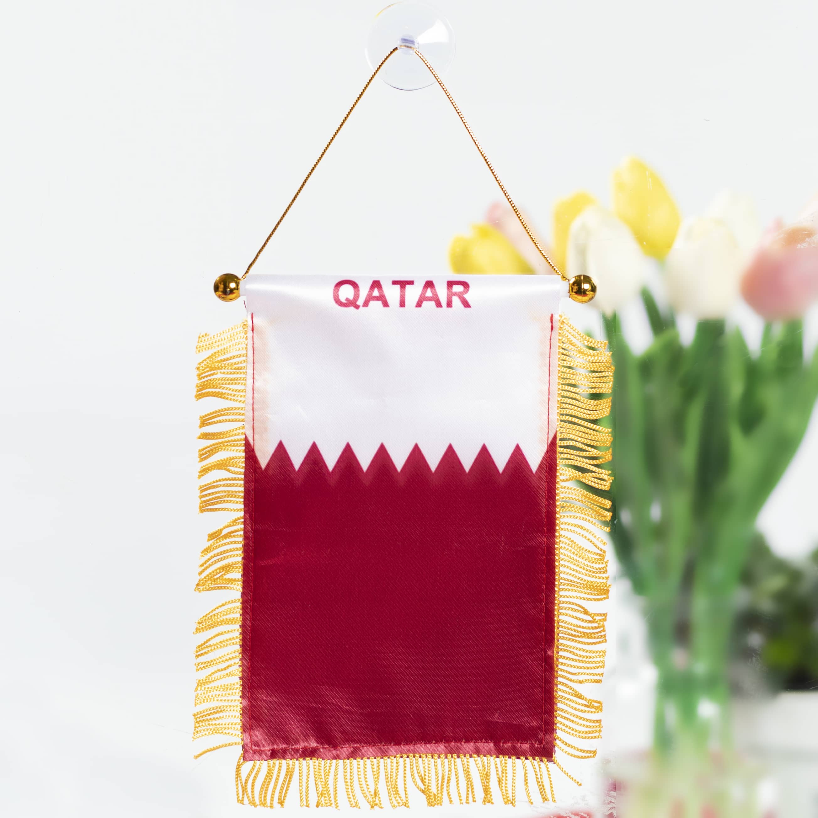Flagnshow 10x15cm national Qatar mini banner Pennant Flag | FLAGNSHOW